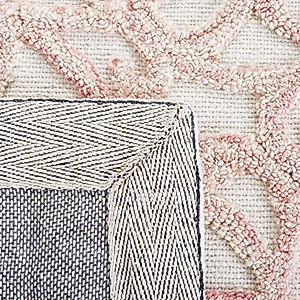 Safavieh Trace Collection 3' x 5' Ivory/Pink TRC103U Handmade French Country Scroll Wool Entryway Living Room Foyer Bedroom Accent Rug