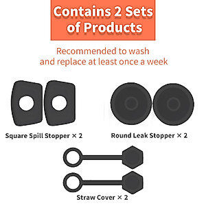 For Stanley Cup Accessories H2.0, Including 2 Stanley Cup Spill Stopper, 2 Stanley Straw Cap Cover, 2 Stanley Tumbler Leak Proof Plug, Silicone Accessories for Stanley 40 oz 30 oz Tumbler with Handle