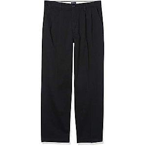 Dockers Men's Classic Fit Easy Khaki Pants-Pleated (Standard and Big & Tall), Black, 36W x 29L