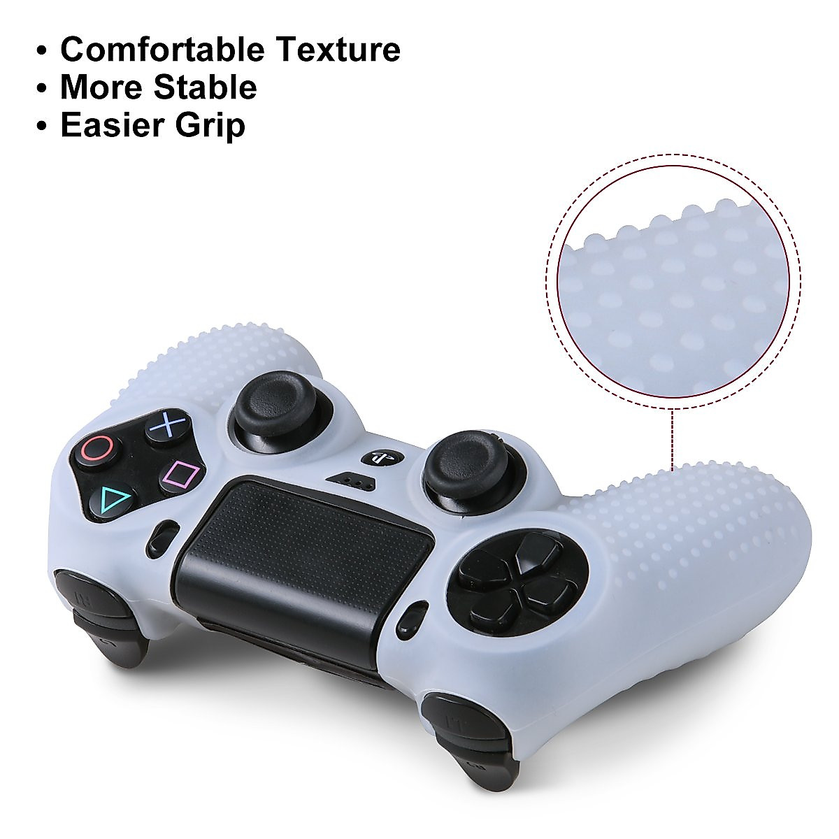 Silicone Covers Compatible with PS4 Controller - 2 Pack Anti-Slip Protector Controller Case Skins - with 4 Pairs Thumb Grips - Black & White