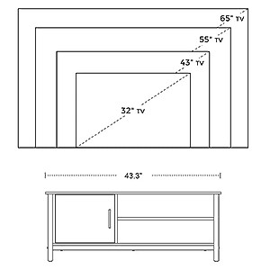usikey Mid-Century TV Stand for TVs up to 50 Inches, Entertainment Center with Open Storage Shelves & Cabinet, Modern TV Console for Living Room, Rustic Brown