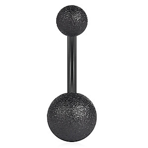 Ruifan 4PCS 14G Cubic Zirconia Ball Belly Button Rings Navel Barbell Body Jewelry Piercing - Black