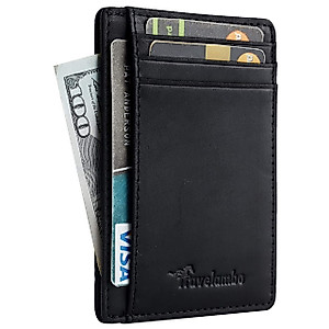 Travelambo Womens Multi Card Case Wallet & Front Pocket Minimalist Leather Slim Wallet