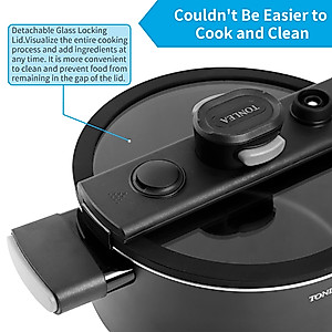 TONLEA 4 Quart Aluminum Pressure Cooker, Pressure Canner with One-hand Operating Glass Lid, 2-3 KPa Pressure Cooker Safer for Canning, Pressure Cookder Easy to Clean(Black, MPC-22-Black)