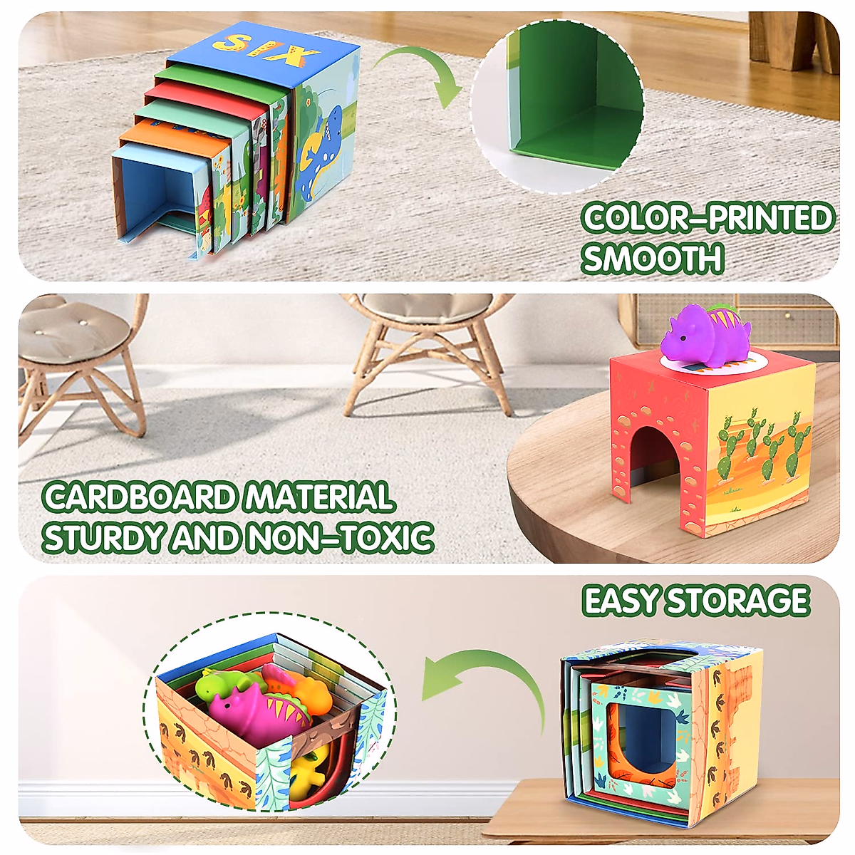 DINORUN Toys for 1 year old, Sorting & Stacking Blocks, Number Nesting Boxes for 1-3 Kids Preschool Learning, Toddlers Montessori Toy Christmas Birthday Gift for Boys Girls Age 1 2 3