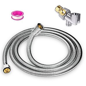 Shower Hose for Handheld High Pressure Shower Heads, 79" Extra Long Shower Hose, Built-in Explosion-Proof Braided Mesh Anti-leakage, 304 Stainless Steel Chrome Plated, with Shower Head Holder