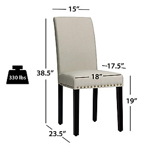 RELAX4LIFE Dining Chairs Set of 4 Fabric Upholstered with Solid Wood Legs, Padded Seat and Back Armless Side Chair Tufted Parsons Kitchen Dining Chairs Set (2, Navy)