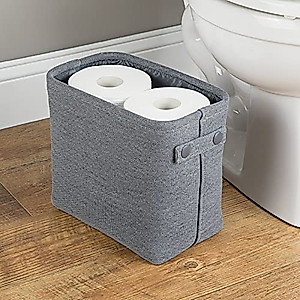 mDesign Fabric Storage Box – Household Storage Basket with Integrated Handles - Perfect for Holding Towels and Bathroom Accessories – Charcoal
