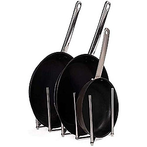 DRNKS Kitchen Utensil Organizer Stainless Steel Spoon Holder Storage Rack Pot Lid Plate Holder Rack 4 Sectional Adjustable Extended Suitable for Kitchen