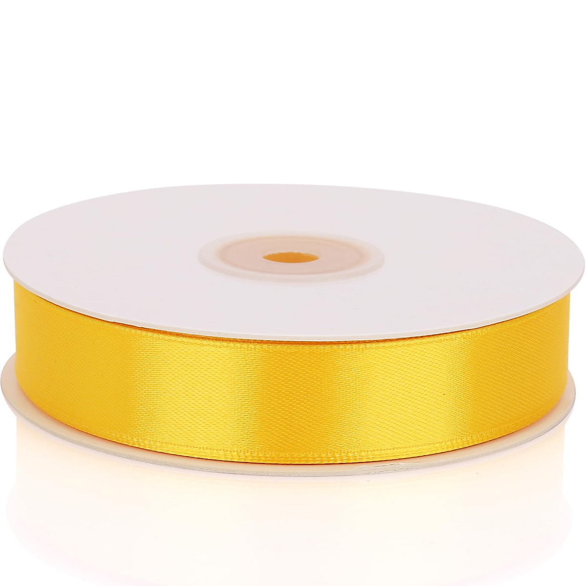 Baocuan 3/4 inch Yellow Solid Satin Ribbon 50 Yards 100% Polyester Fabric Soft and Durable for Wedding Invitations, Bridal Bouquets, Sewing, Party Decorations, Gift Wrapping and More