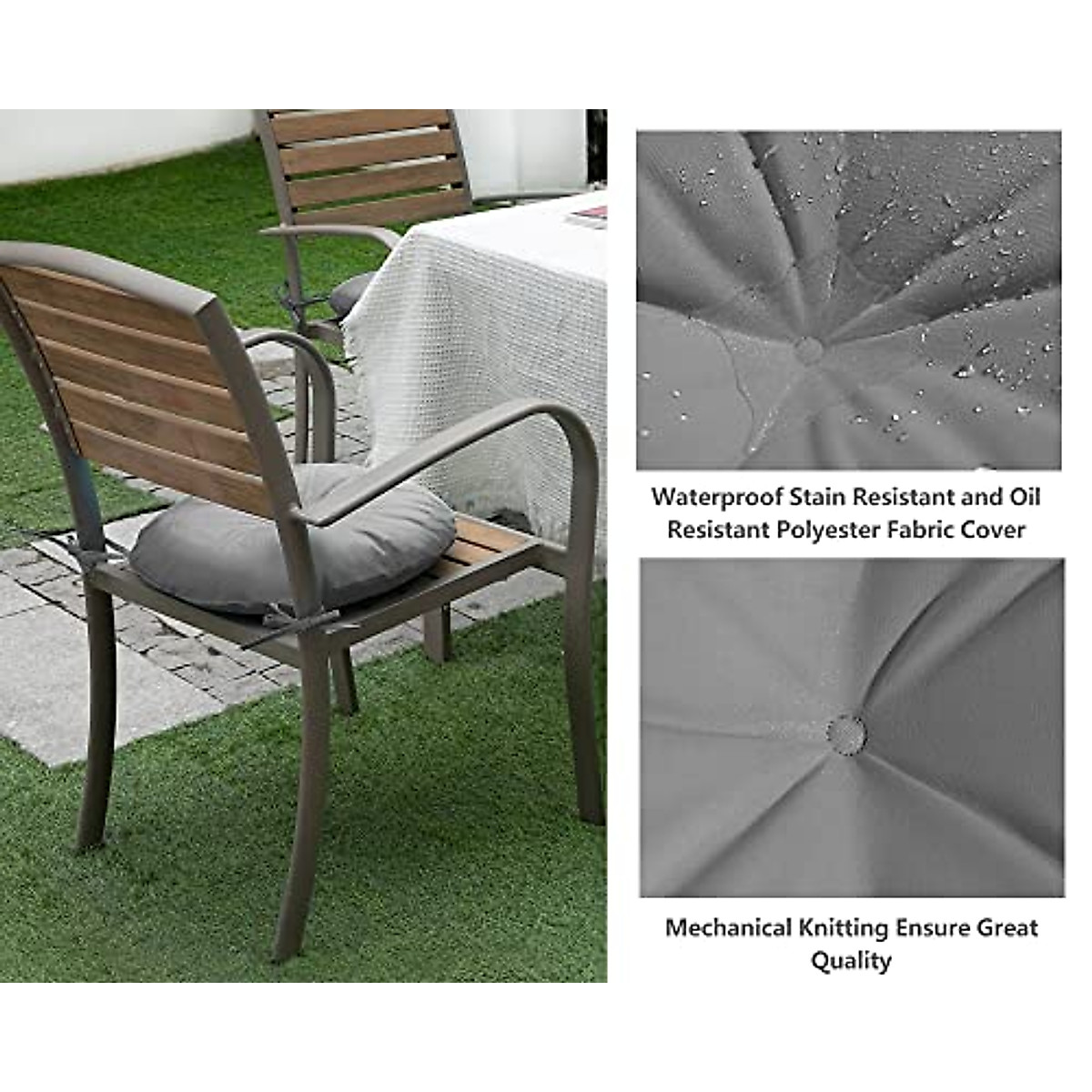 ROSNINIKA 2 Pack Round Bistro Seat Cushions Bistro Chair Cushion Round Cushion Outdoor Chair Cushions with Ties 15x15x4 Inches Gray