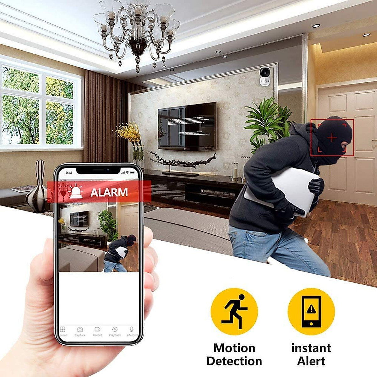 Wireless Security Camera 1080P,180 Degree Panoramic Camera with Motion Detection,Night Vision,Two-Way Audio,Home Security WiFi IP Camera for Office/Baby/Nanny/Pet Monitor (White-2 Pack)