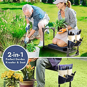 VOUSKKING Foldable Garden Kneeler and Seat, Patented Thicker Wider Softer Kneeling Pad with Magnetic Stripe, 350lbs Heavy Duty Durable Garden Stool with Tool Bag, Gardening Gift for Women and Men
