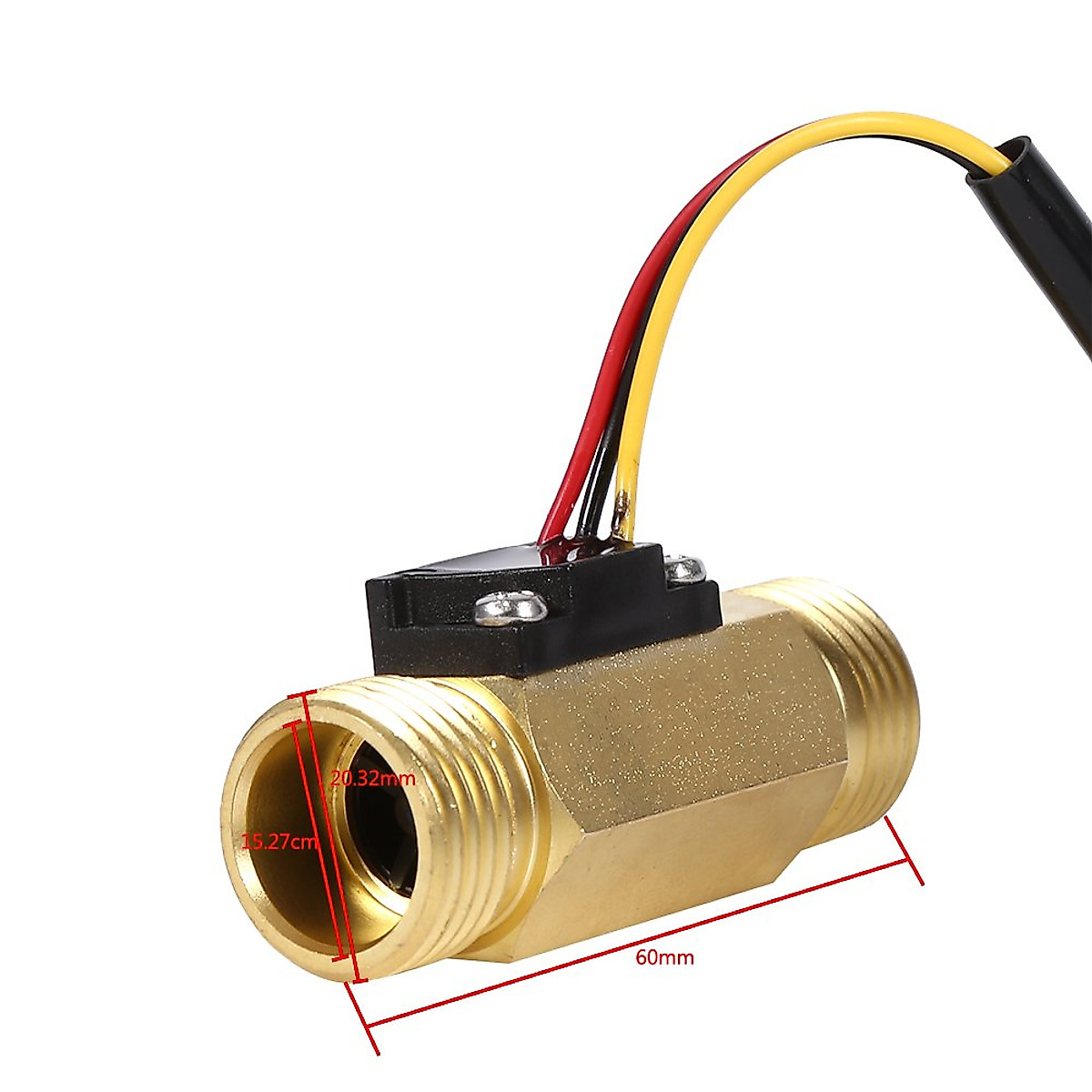 60mm G1/2" Copper Thread Hall Effect Liquid Water Flow Sensor Flowmeter Fluidmeter Liquid Water Flow Switch Meter 1-30L/min