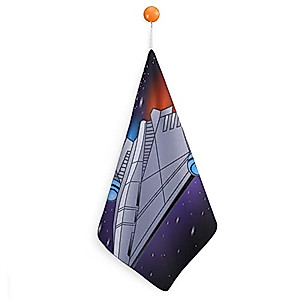 Lurnise Hand Towel Space Ship Hand Towels Dish Towel Lanyard Design for Bathroom Kitchen Sports