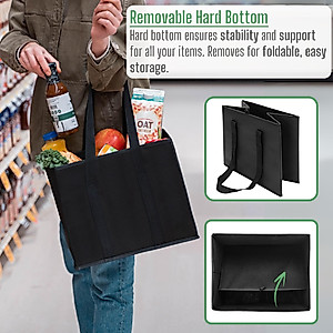 VENO 3 Packs Reusable Grocery Shopping Bags, Shopping Cart Bags, Storage Boxes, Trunk Organizer, Premium Quality, Heavy Duty Tote, Reinforced Bottom, Foldable, Collapsible, Sustainable (L, Set of 3)