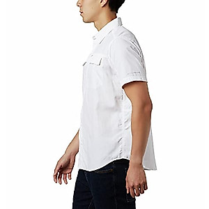 Columbia Men's Silver Ridge 2.0 Short Sleeve Shirt, UV Sun Protection, Moisture Wicking Fabric, White, Medium