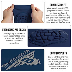 Bucwild Sports Compression Knee Pads for Basketball Volleyball Wrestling - Youth/Kids & Adult Sizes