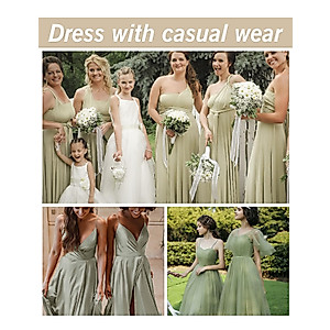 BEAUZSUZSANA Women Chiffon Shawls and Wraps for Evening Dresses Wedding Party Travel Scarves Pashmina Bikini Cover Up (Sage Green)