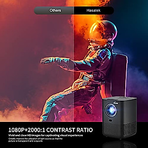 Hasatek Projector,Portable Projector, Black,Mini Projector with WiFi and Bluetooth,Outdoor Projector 4k for Movies Night,Native 1080p HD,10W Speaker,150 Inch Picture,Home Entertainment