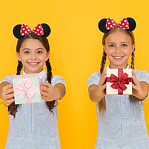 20 Pack Mouse Ears Solid Red and Black Mouse Headband for Girls Women Adult Mouse Themed Birthday Party Supplies and Costume Cosplay Decoration