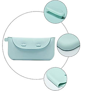 NUOBESTY Portable Tableware Box Cutlery Holder Bags Silicone Waterproof Storage Case for Baby Spoons Flatware Home Travel Bag (Blue)