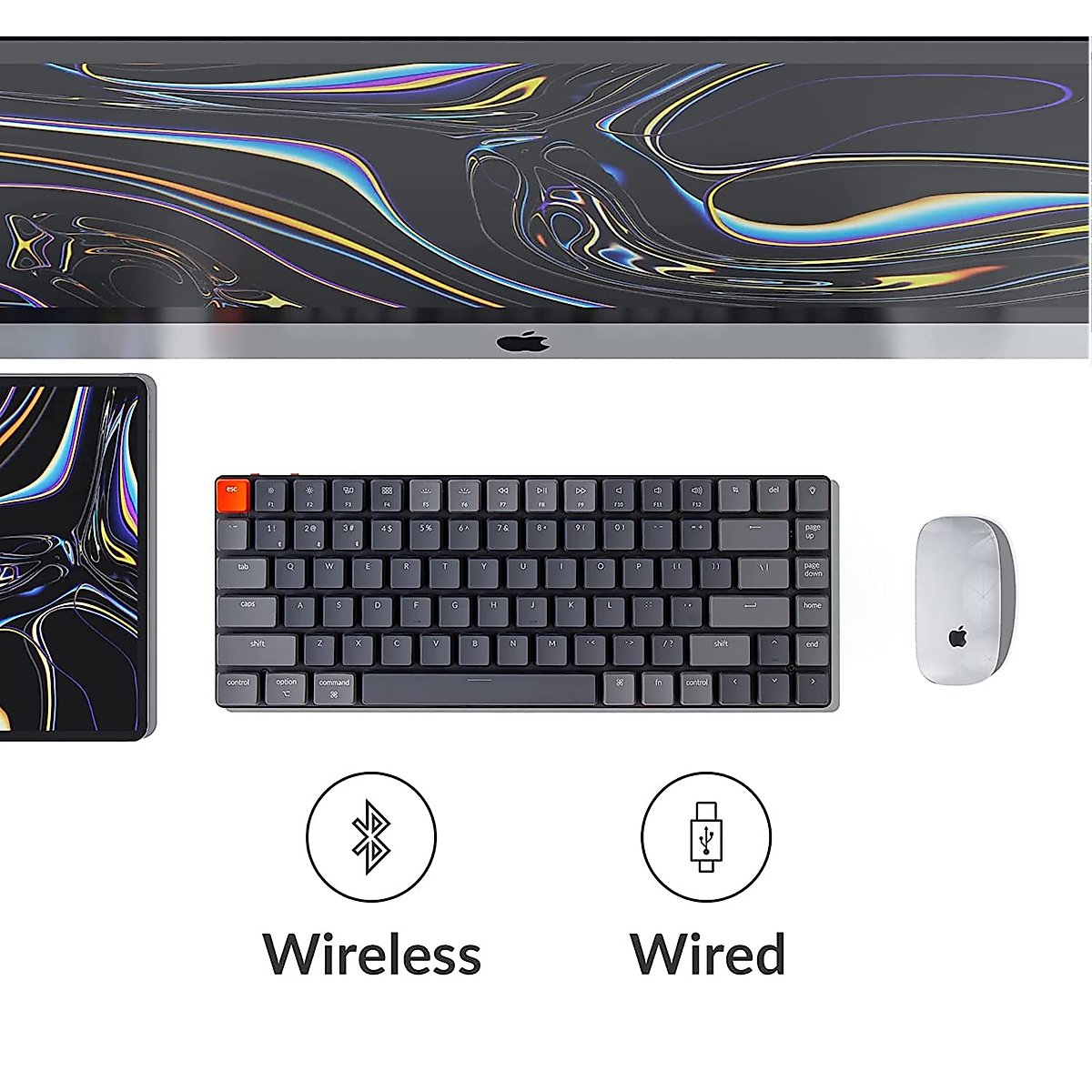 Keychron K3 Ultra-Slim 75% Layout Wireless Wired Mechanical Keyboard, Compact 84 Keys RGB LED Backlit for Mac Windows, Low Profile Gateron G Pro Blue Switch, Version 2