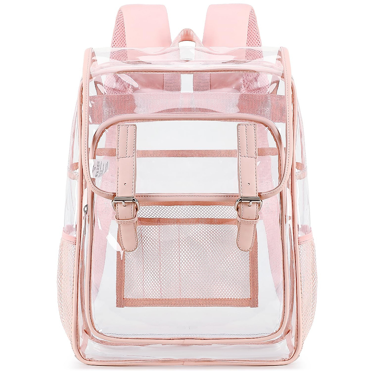 abshoo Transparent Clear Backpack Heavy Duty Backpack For School Teen Girls Women Clear Bookbag (Pink)