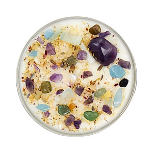 Mermaid's Kiss Candle by New Moon Beginnings - Ocean Candle - Mermaid Candle - Dried Flower, Herb, & Crystal Candles - All Natural Soy Candle - Sweet & Citrus - 8oz Tin