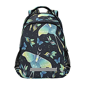Teal Moth Butterfly Backpacks Travel Laptop Daypack School Book Bag for Men Women Teens Kids