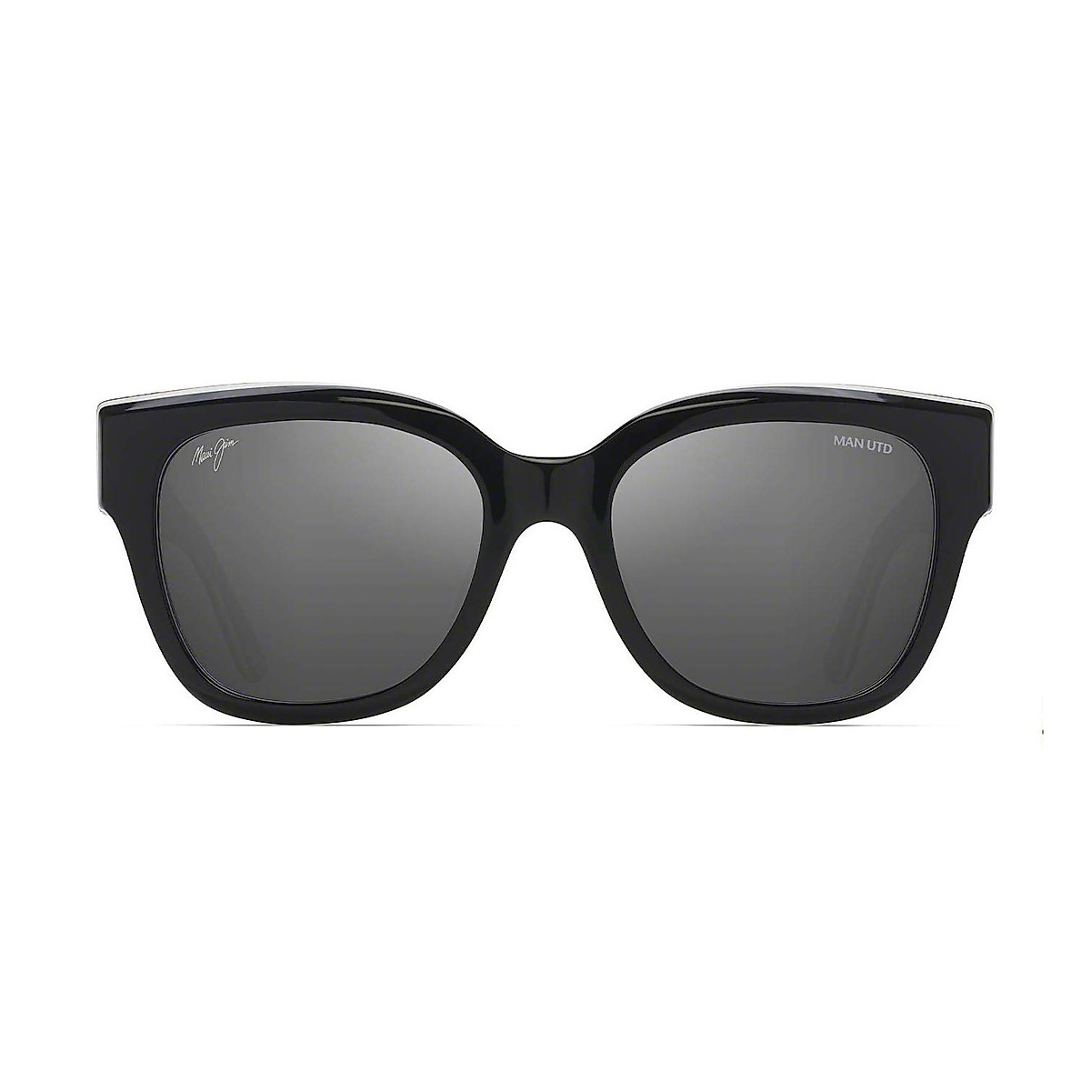 Maui Jim Women's Siren Song Polarized Cat Eye Sunglasses, Black w/Man UTD & Maui/Dual Mirror Silver to Black, Medium