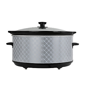 West Bend Slow Cooker 6-Quart Manual Crockery Style with Dishwasher Safe Oval Ceramic Crockpot and Glass Lid Two Temperature Settings Plus Keep Warm, 330-Watts, Silver
