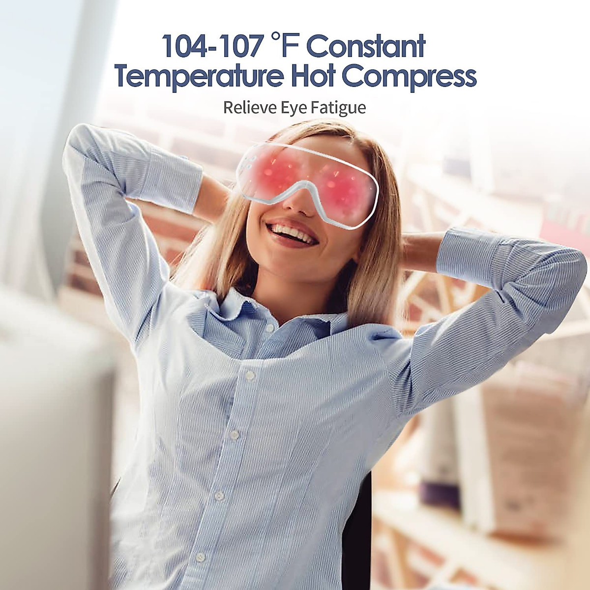 LAMEVEN Eye Massager, Relaxation | Birthday Gifts for Women/Men, Bluetooth Music Heated Massager Ideal Relaxation Gift Mom, Reducing Dry Eye/Eye Fatigue/Improving Sleep