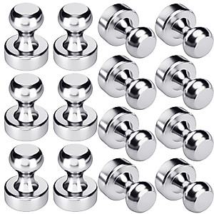 16Pcs Fridge Magnets Refrigerator Magnets, Strong Metal Magnets for Whiteboard, Magnets Fridge, Magnets for Kitchen, Office, School, Adults, Brushed Nickel