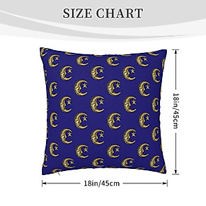 Lukbfall Bronze Moon Star Decorative Pillow Cover 18 X 18 Inch Bright Blue Moroccan Style Pillowcases Cushion Cover Square Throw Pillow Cover for Couch Sofa Bed Living Room Bedroom