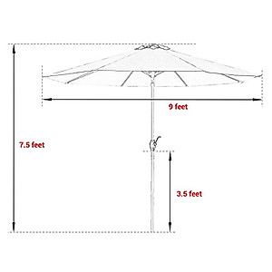 Greesum 9FT Patio Umbrella Outdoor Market Table Umbrella with Push Button Tilt, Crank and 8 Sturdy Ribs for Garden, Lawn,Backyard & Pool,Red
