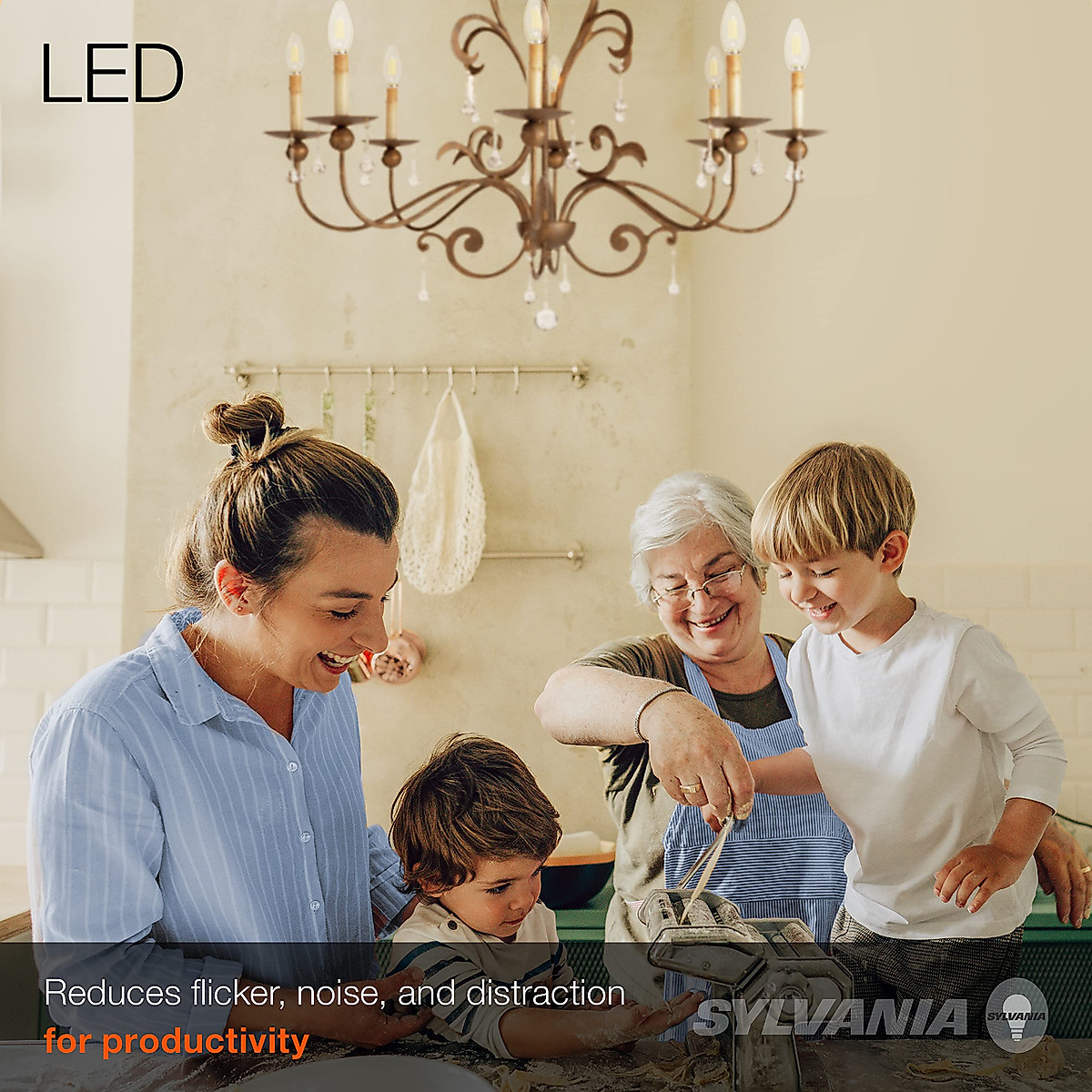 Sylvania ECO LED B10 Light Bulb, 60W = 3.5W, 7 Year, Dimmable, Candelabra Base, 450 Lumens, Clear, 5000K, Daylight – 18 Pack (41266)