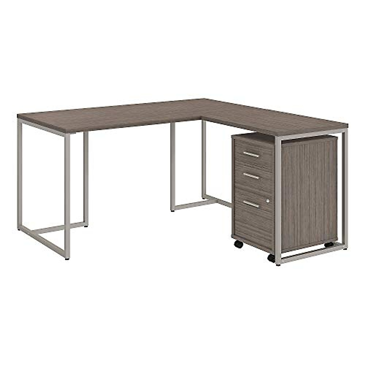 Bush Business Furniture Method L Shaped Desk with 30W Return and Mobile File Cabinet, 60W, Cocoa