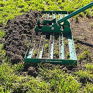 Landzie and Ryan Knorr Lawn Care 36 Inch Wide 72 Inch Handle Powder Coated Yard, Lawn, and Garden Leveler Rake with Powder Coated Finish
