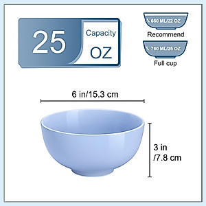 LOVECASA Porcelain Dessert Bowls Cereal bowl, 25 Oz Colorful Soup Bowls, Simple Ceramic Bowl for Soup, Dessert, Ice Cream, Fruits, Salad, Snack, LEAD & CADMIUM FREE, Set of 4