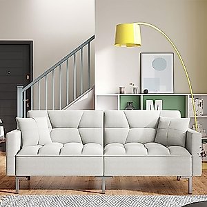 P PURLOVE 74" Upholstered Sofa Bed Sleeper Couches and Sofas,Convertible Folding Futon Sofa Bed Modern Adjustable Recliner Couches Sofas Bed for Living Room Office