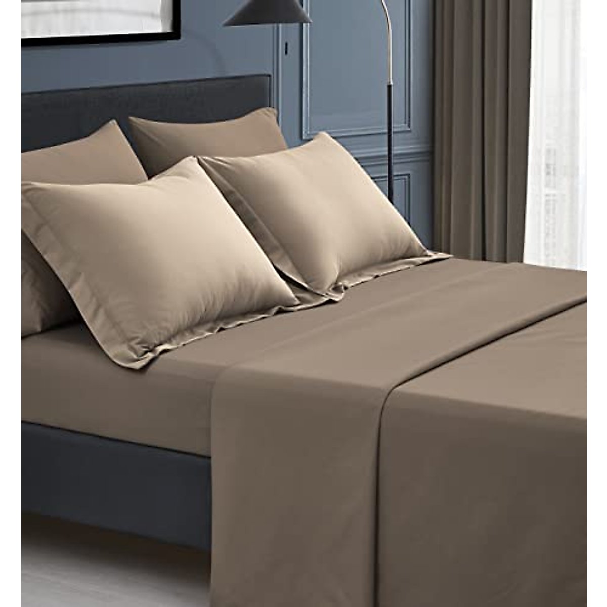 Maple&Stone Twin XL Comforter Set 5 Pieces Bed in a Bag - Down Alternative Bed Set with Sheets, Pillowcase & Sham, Soft Reversible Duvet Insert for Twin XL Bed, Khaki