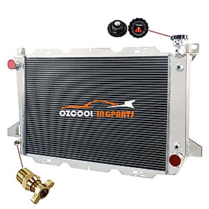 OzCoolingParts 4 Row Core All Aluminum Radiator for 1985-1997 86 87 88 89 90 91 92 93 94 95 Ford Bronco F-150 F-250 F-350 4.9L L6