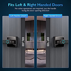 AppLoki Fingerprint Door Lock, Keyless Entry Door Lock with Bluetooth, Touchscreen Keypad Deadbolt Lock with Reversible Handle, App Control, Key, Code, Biometric Smart Lock for Home Bedroom Apartment