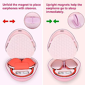 BOVKE Hard Carrying Case with Sleep Mode for Apple AirPods Max Wireless Over-Ear Headphones, AirPods Max Protective Portable Storage Bag with Mesh Pocket for Headphone Accessories, Pink