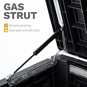 DWVO 120 Gallon Louvered Outdoor Storage Box, Lockable Resin Deck Box for Pillows, Tools, and Pool Supplies - Black