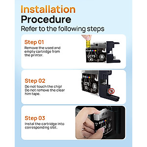 E-Z Ink (TM Compatible Ink Cartridge Replacement for Brother LC-75 XL LC75 XL LC-71 XL LC71XL High Yield Compatible with MFC-J6510DW MFC-J6710DW MFC-J6910DW MFC-J280W MFC-J425W(Black,4 Pack)
