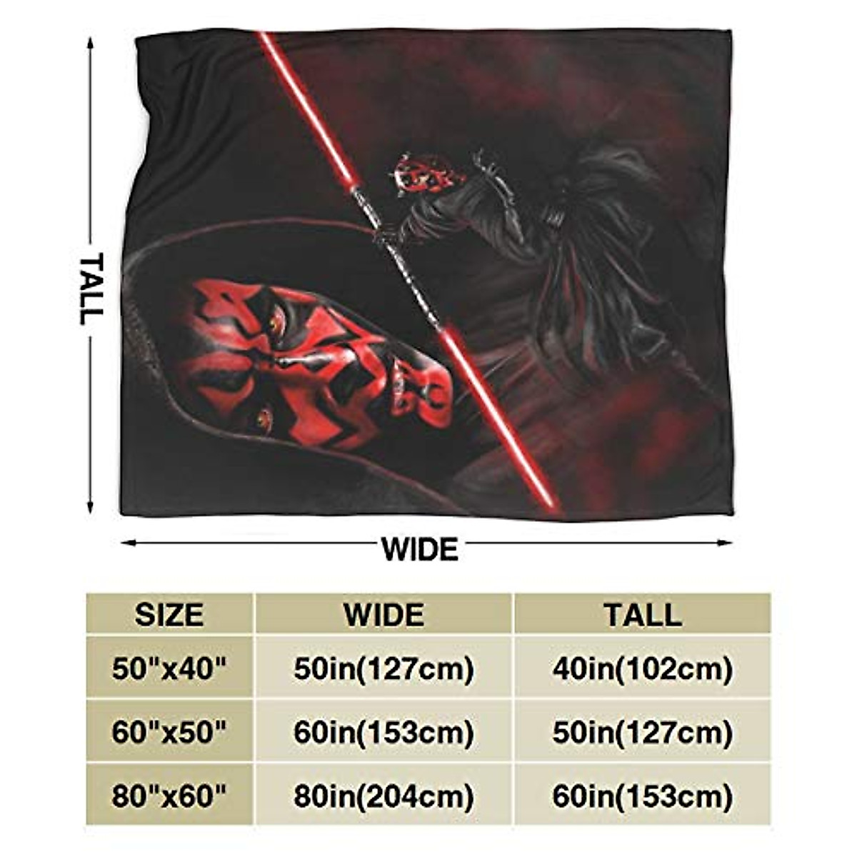 ARCSNE Da-Rth Ma-Ul Ultra-Soft Micro Fleece Blanket Throw Blanket Fit Couch Bed Sofa for Adult Child Warm Throw Blanket,Black,80"" x60