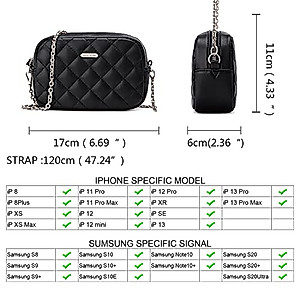 DAVIDJONES Small Black Crossbody Bags for Women,Faux Leather Lightweight Cellphone Bags Wallet Clutch Purse and Handbags with Chain Strap