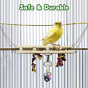 BWOGUE 7 Packs Bird Parrot Toys Natural Wood Chewing Toy Bird Cage Toys Hanging Swing Hammock Climbing Ladders Toys for Small Parakeets, Cockatiels, Conures, Finches,Budgie, Parrots, Love Birds